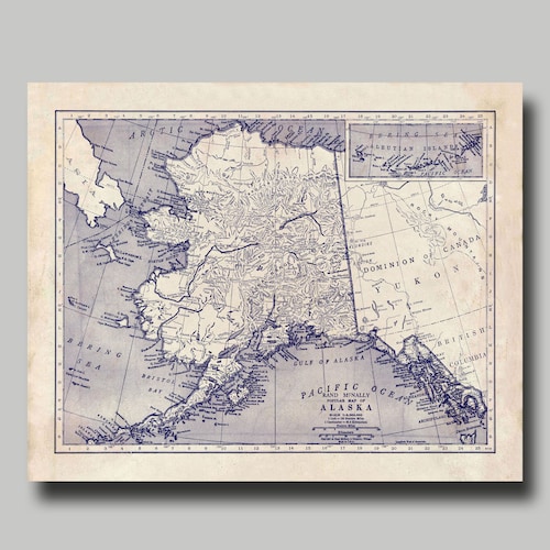 Alaska Map State Map Vintage Blueprint Print Poster - Etsy