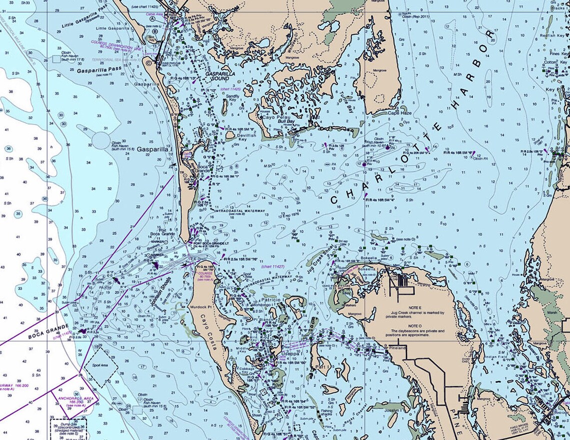Ft Meyers - Captiva - Sanibel Island - Nautical Map - Nautical Chart - Etsy