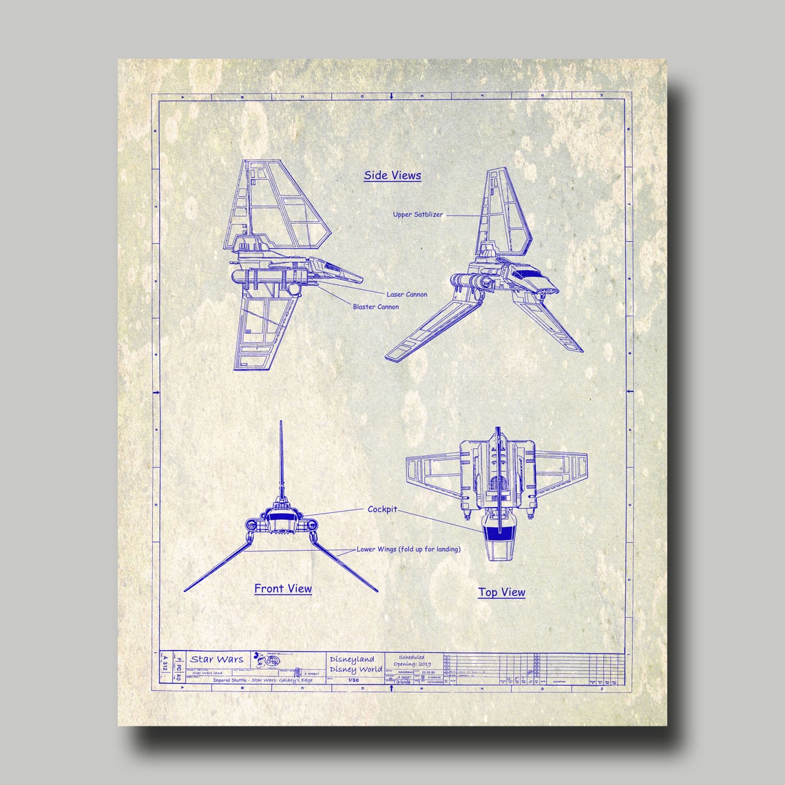 Star Wars Imperial Shuttle Blueprint Disney World | Etsy