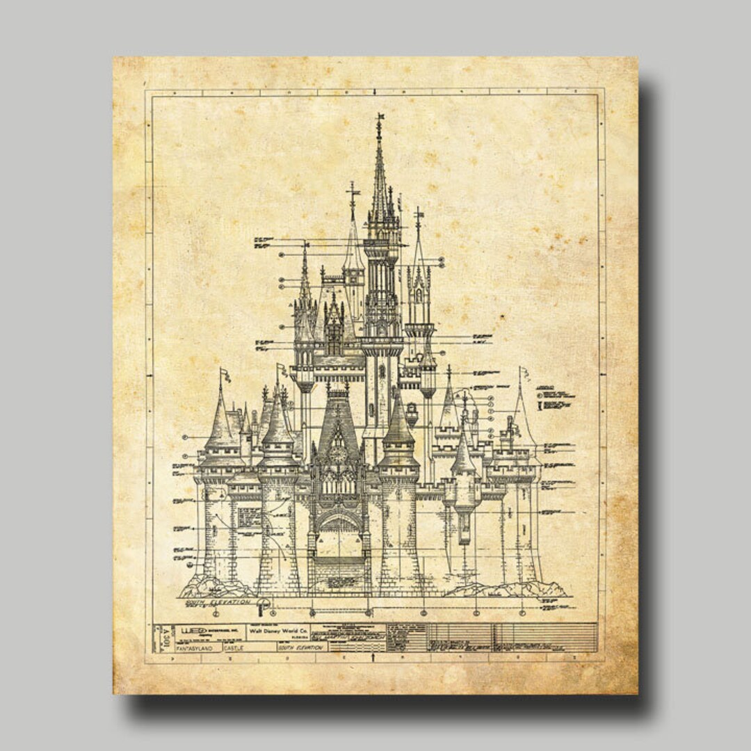 Disney World Castle - Blueprint - Disney - Cinderella - Sleeping Beauty ...