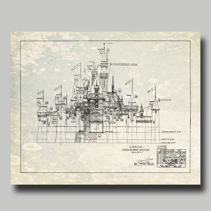 Disneyland Castle - Blueprint - Disney - Cinderella - Fantasyland ...