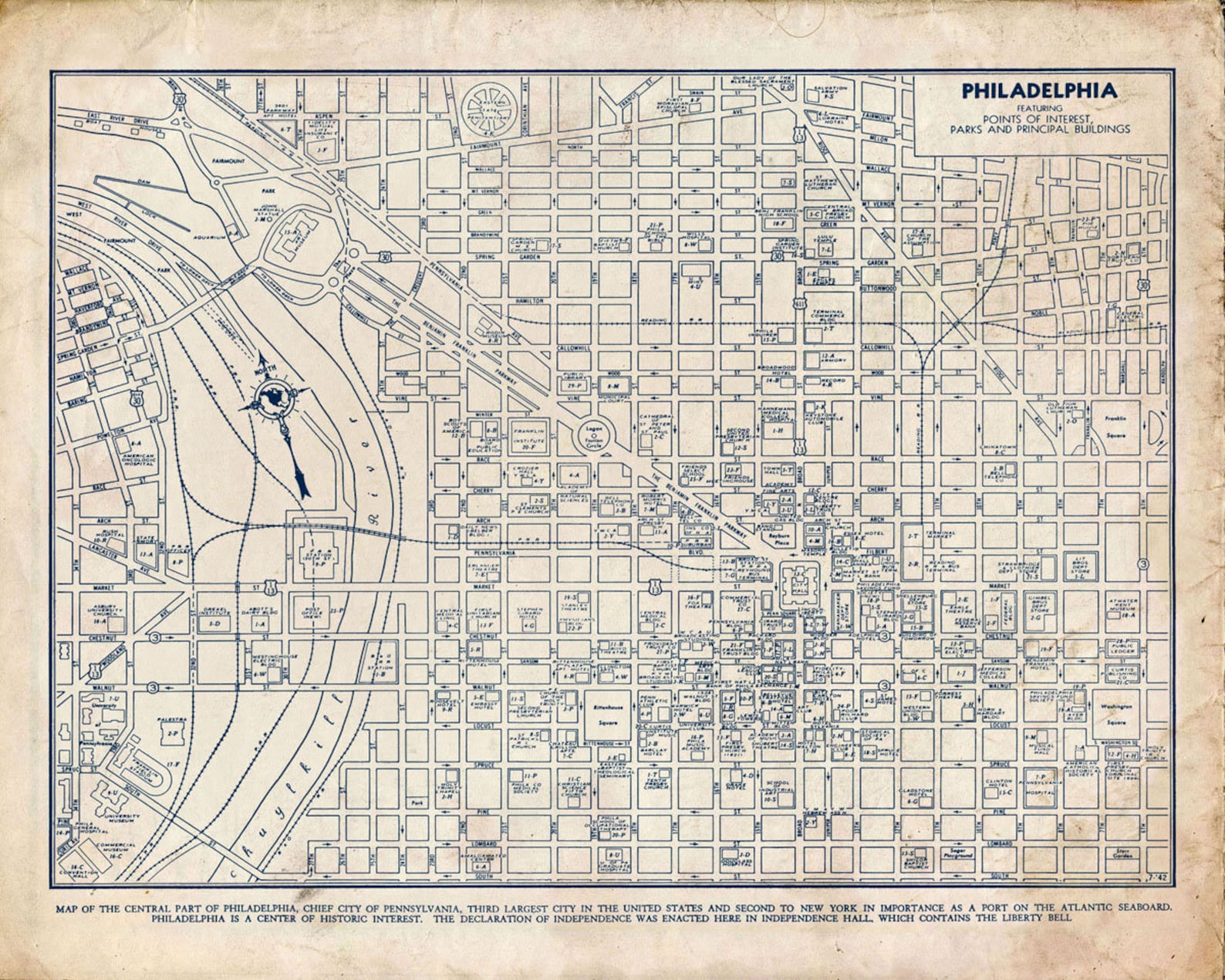 Philadelphia Street Map Blueprint Vintage Print Poster - Etsy