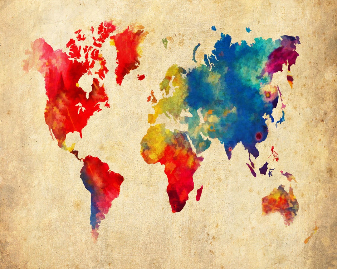 World Map Abstract Print Poster - Etsy