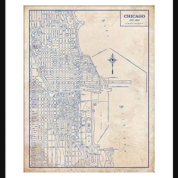 Chicago Vintage Map - Etsy