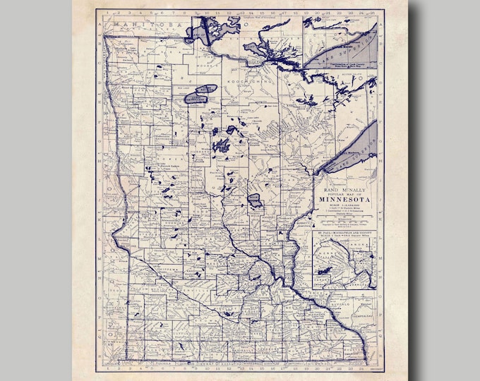 MINNESOTA State Wall Map Large Print Poster - Etsy
