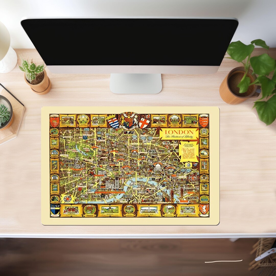 London Desk Mat Map Vintage Desk Pad Mousepad - Etsy