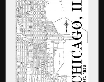 1900 Chicago Street Map Vintage Print Poster | Etsy