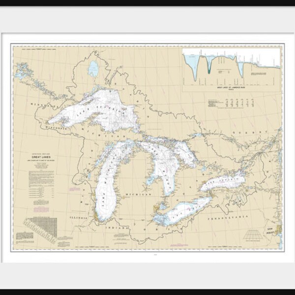Great Lakes Map - Etsy
