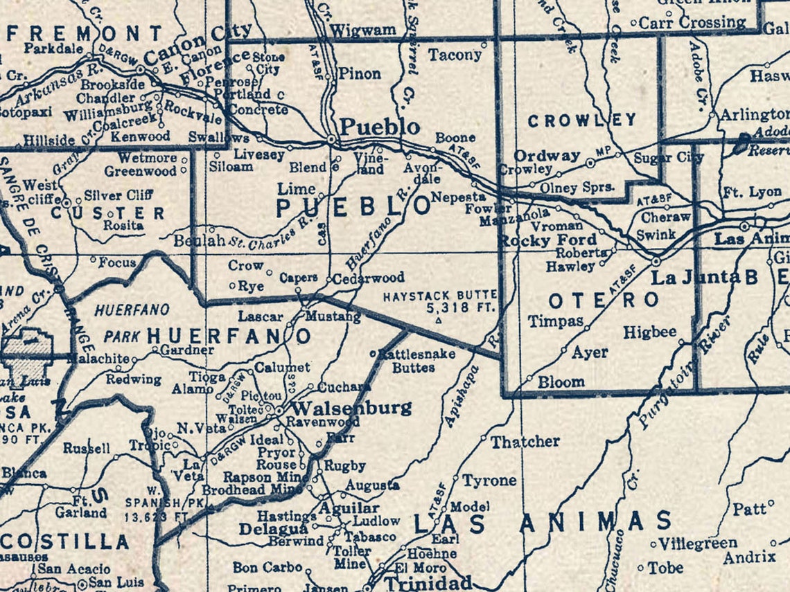 Colorado - Map - State Map - Vintage - Blueprint - Print Poster - Etsy