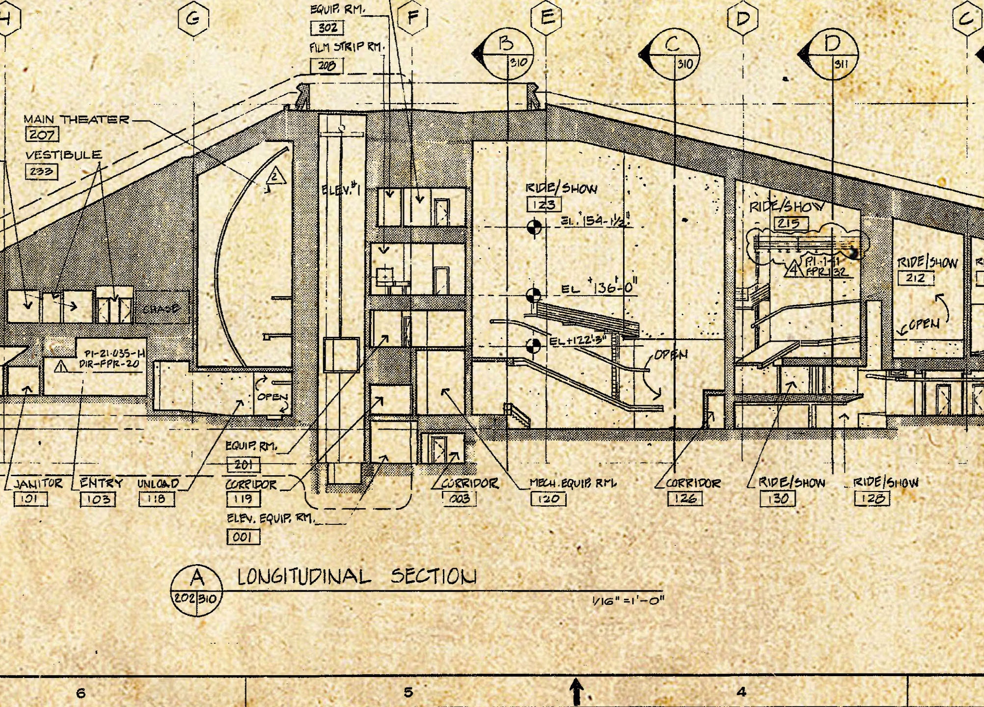 Disney World - Epcot - Blueprint - Vintage - Sepia - Black Ink - Print ...