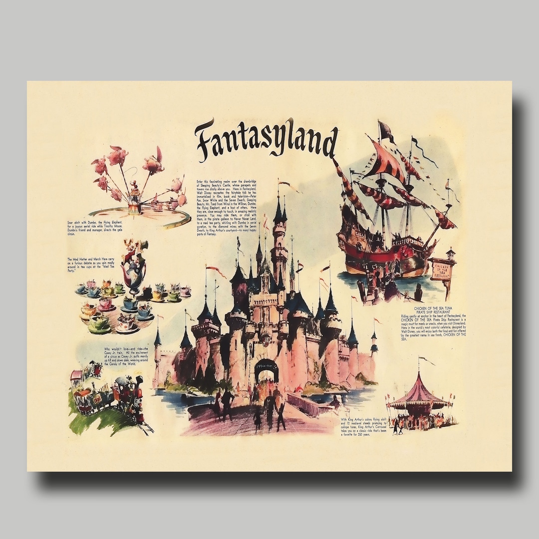 Fantasyland - 1955 - Vintage - Print - Poster - Grand Opening - Etsy
