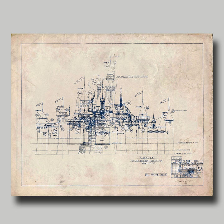 Cinderella Castle Blueprint Poster