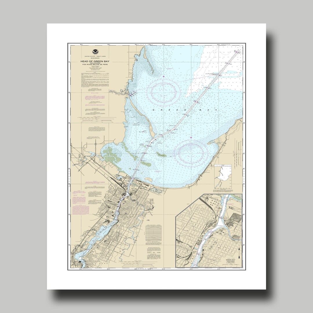Green Bay Wisconsin Nautical Map Nautical Chart - Etsy