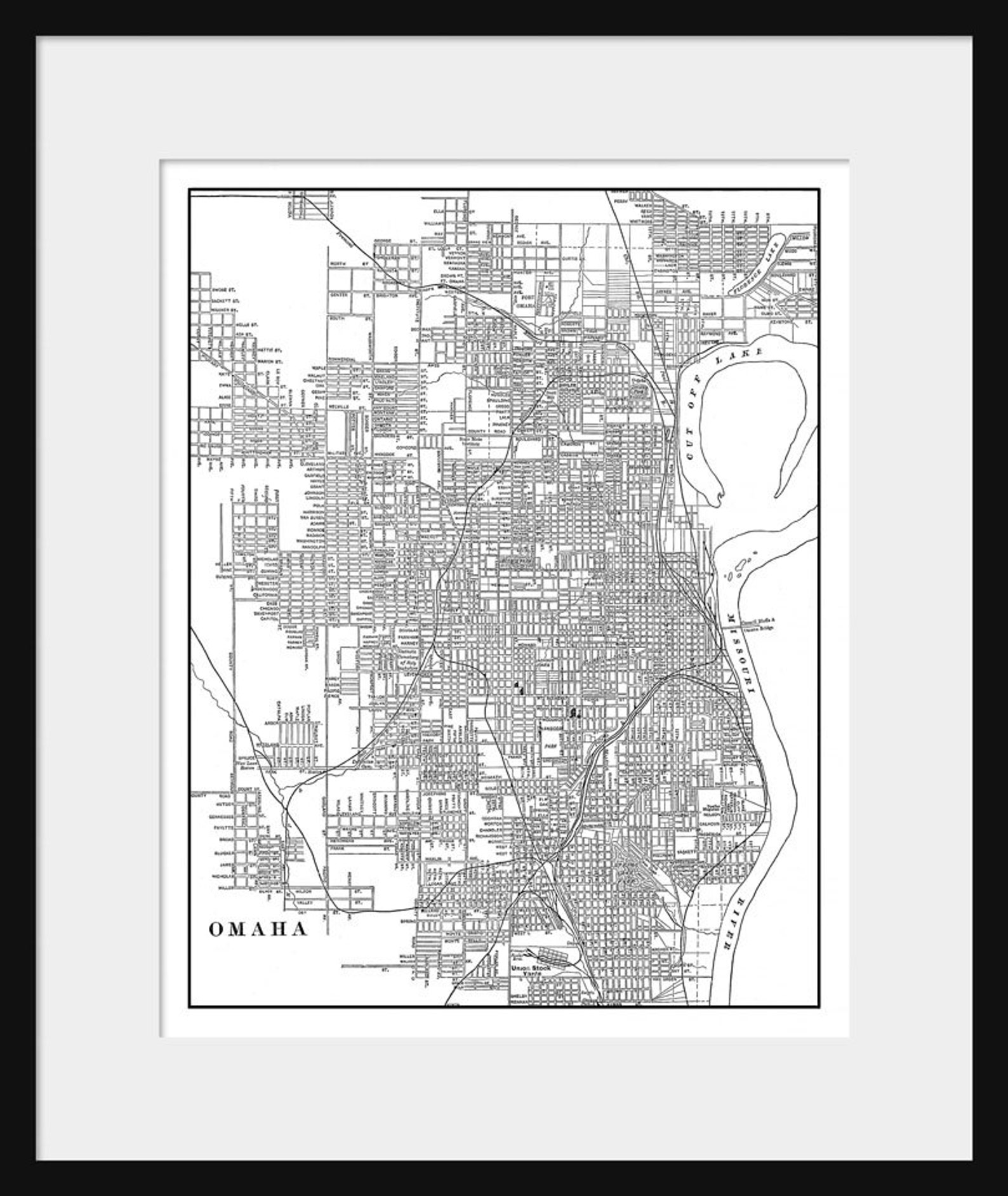 Omaha Map Street Map Vintage Poster Print - Etsy