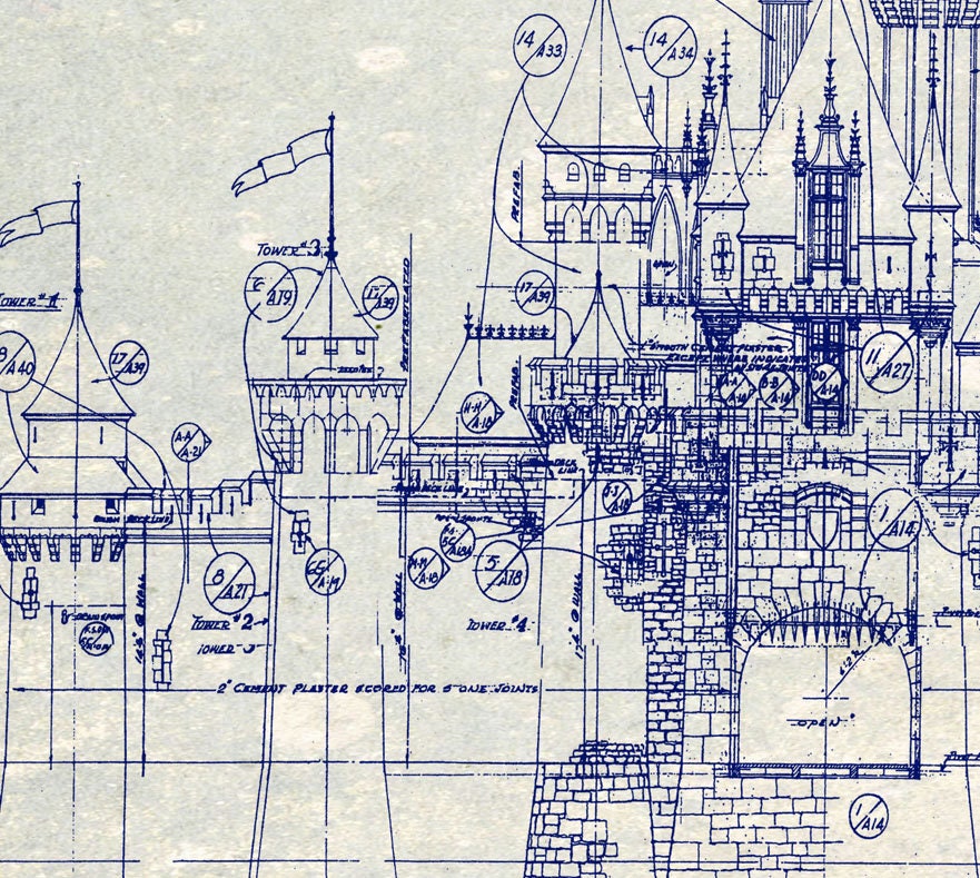 Disneyland Castle - Blueprint - Disney - Cinderella - Fantasyland ...
