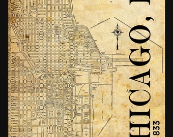 1900 Chicago Street Map Vintage Print Poster | Etsy