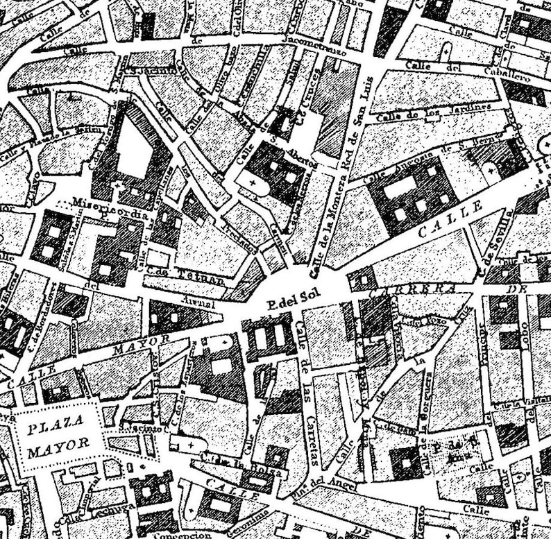 Vintage 1860 Madrid Spain Street Map - Etsy