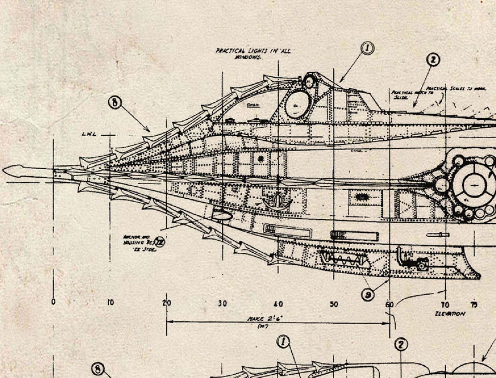Disneyland Nautilus Submarine Blueprint Disney Disney | Etsy