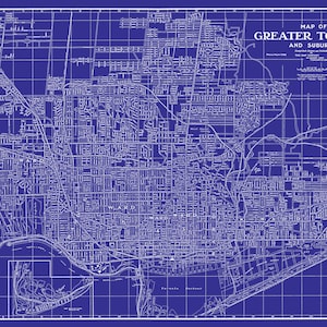 Toronto Map Vintage Street Map Print Poster - Etsy