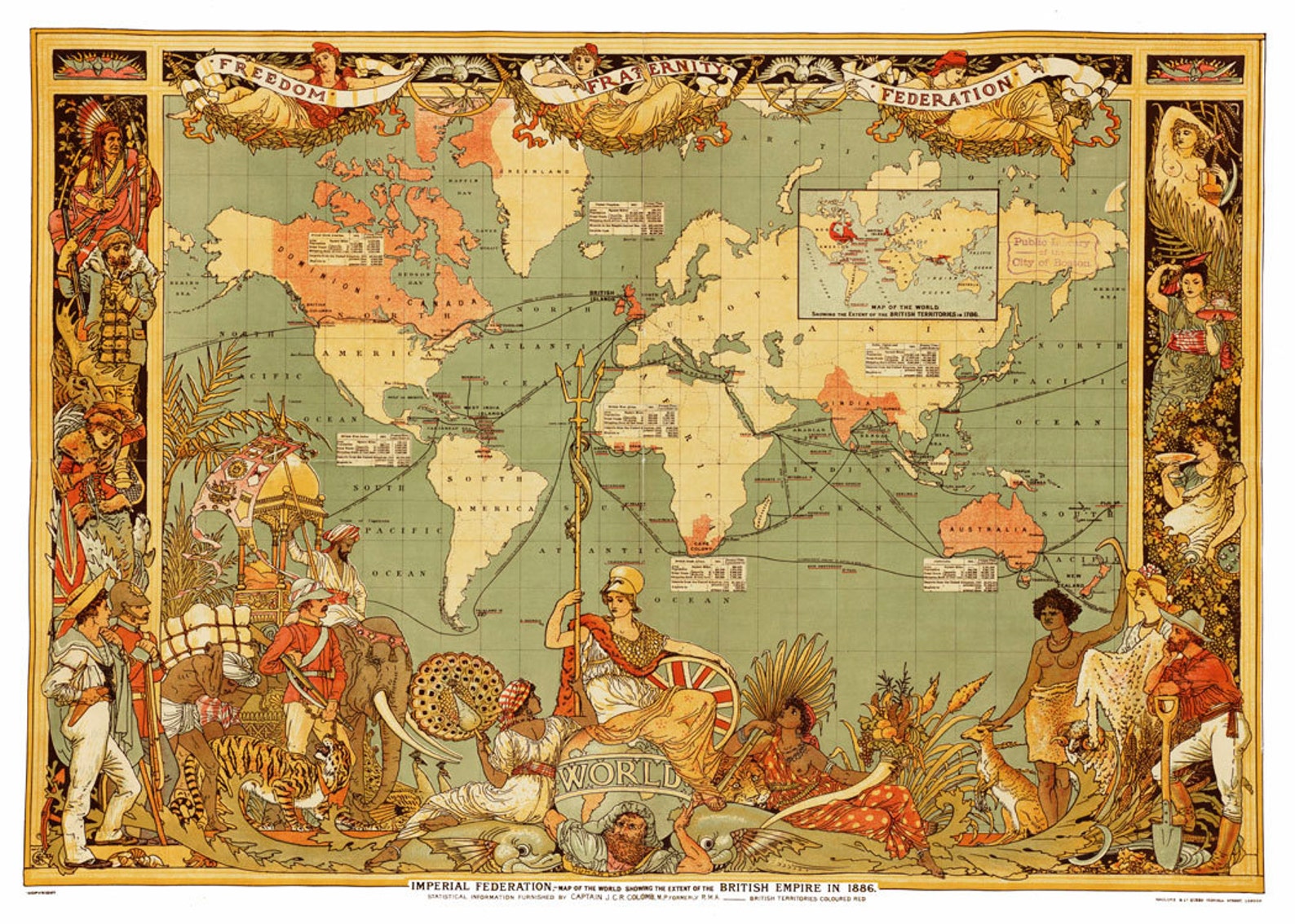 World Map of the British Empire 1886 Print Poster - Etsy