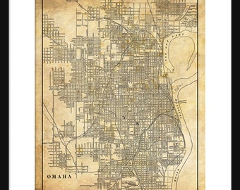 Omaha Map Street Map Vintage Poster Print | Etsy