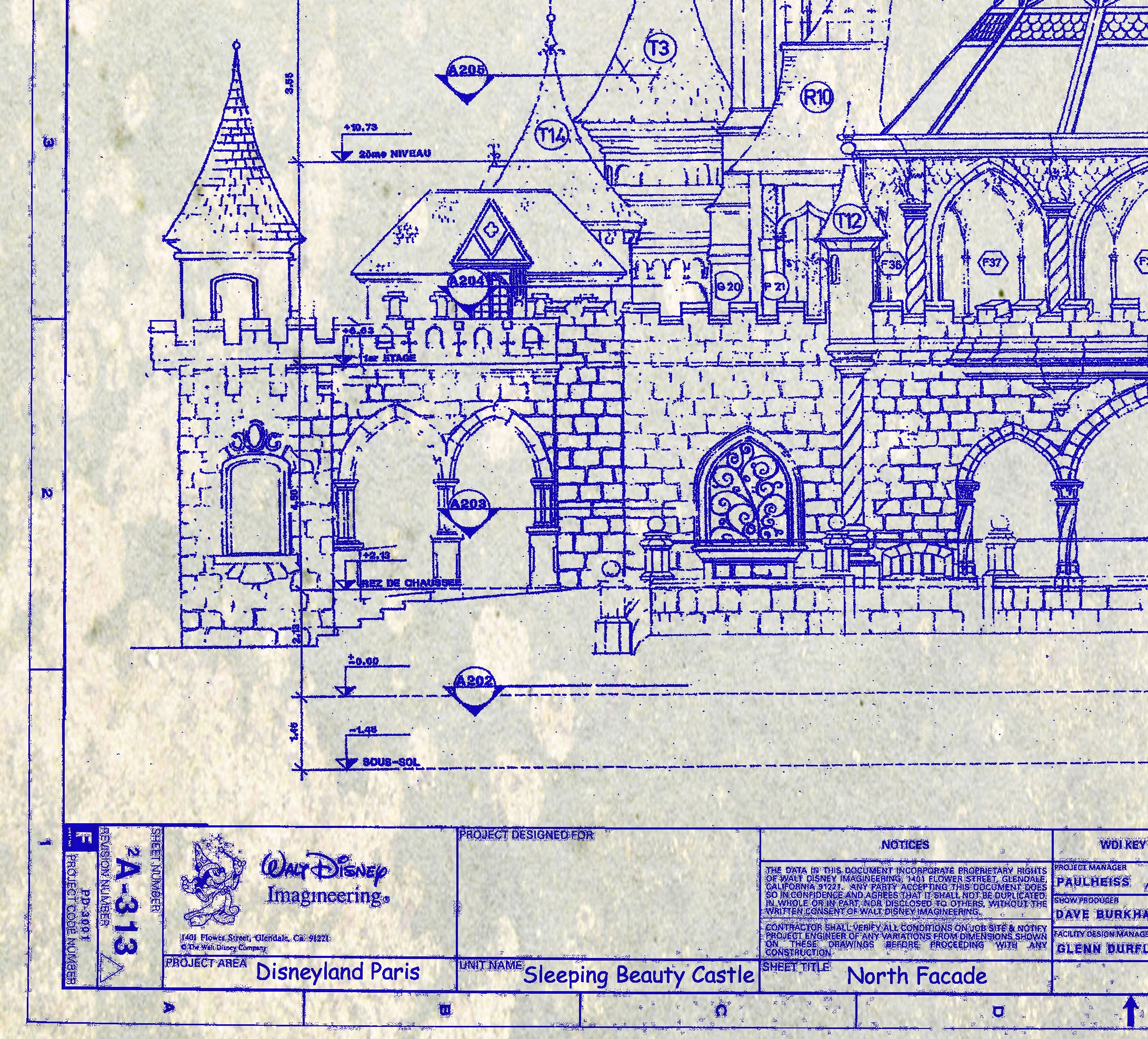 Disneyland Castle Blueprint Disney Paris Cinderella | Etsy