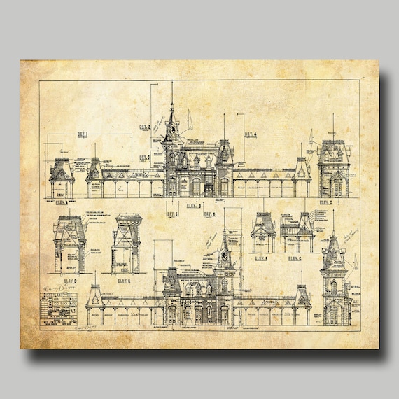 Disneyland Train Station Blueprint Disney disneyland - Etsy