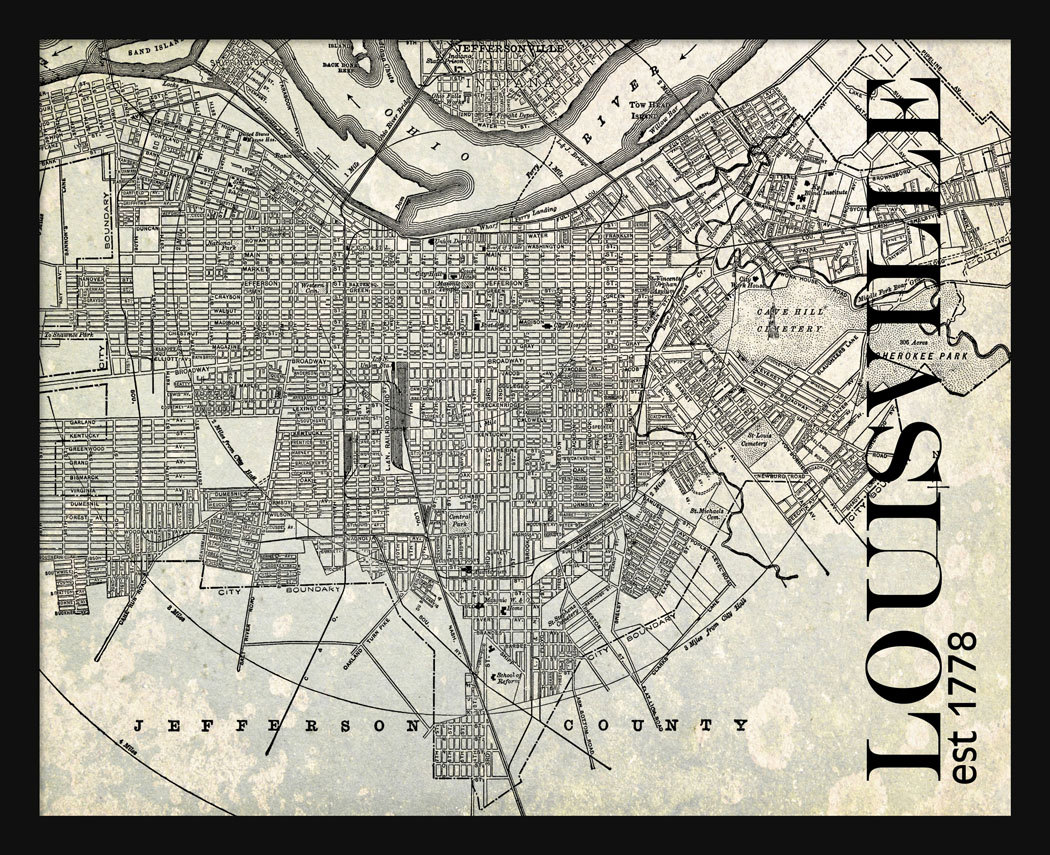 Louisville City Map - Louisville Street Map Vintage - Tile Map - Gray ...