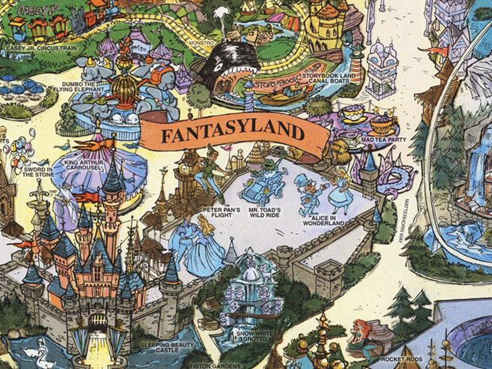 Disneyland Map - 2000 - Disney Map - Panoramic - Birds Eye View - Map ...
