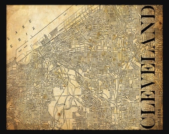 Cleveland Map Ohio Vintage Print Poster | Etsy