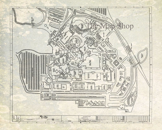 Disney World MGM Studios Blueprint Map Vintage Gray - Etsy