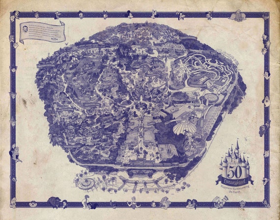 50th Anniversary Disneyland Park Map Disneyland Map 50th Anniversary