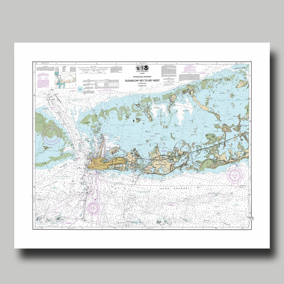 Key West - Nautical Map - Nautical Chart - Etsy