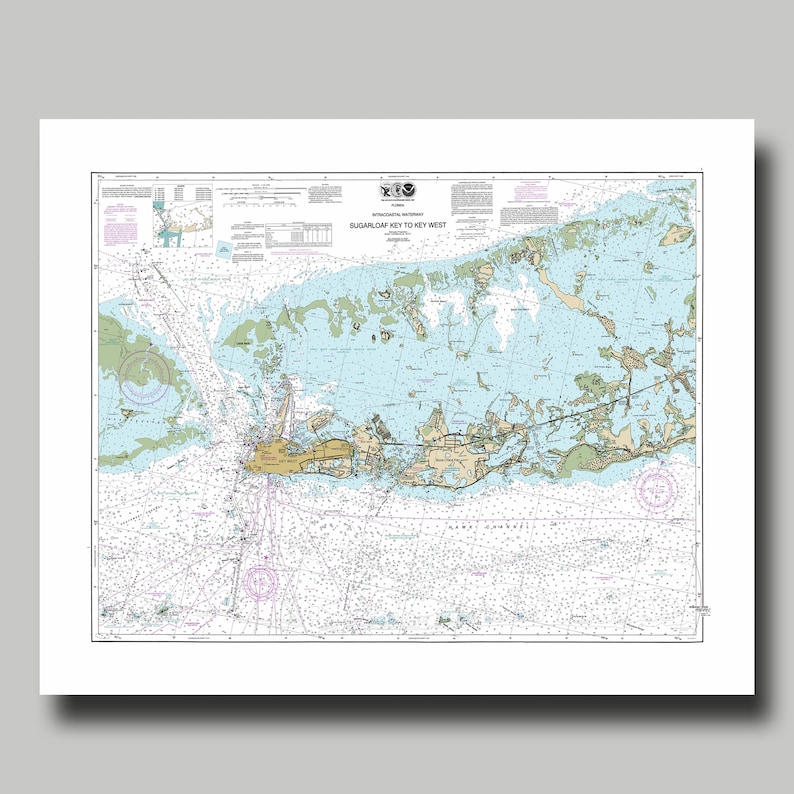 Key West Nautical Map Nautical Chart - Etsy