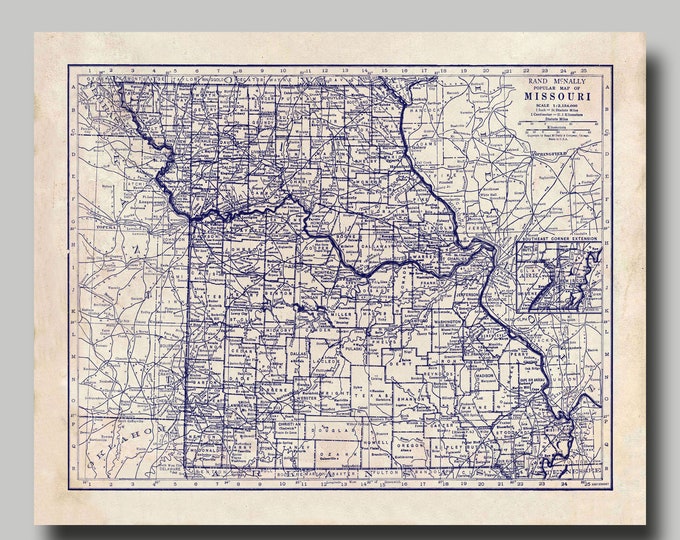 Missouri State Wall Map Large Print Poster 24x30 - Etsy