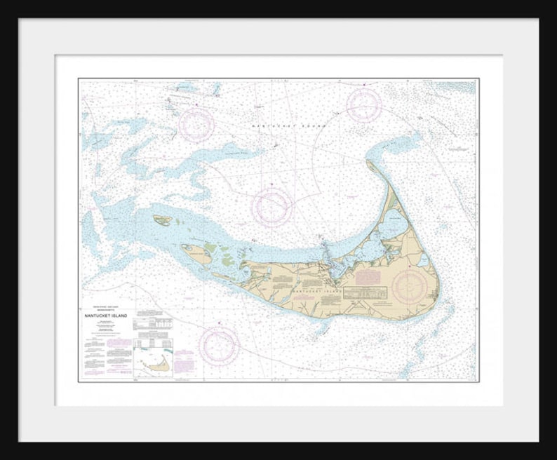 Nantucket Island Map Nautical Map Nautical Chart Map Art - Etsy