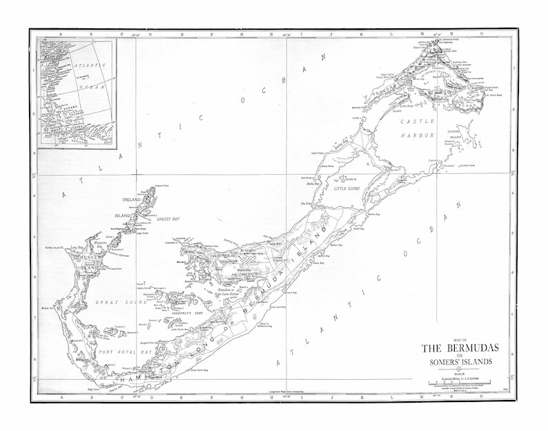 Bermuda Map Print Poster - Etsy