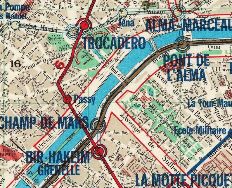 Paris Map Metro Map RER Lines Street Map Print - Etsy