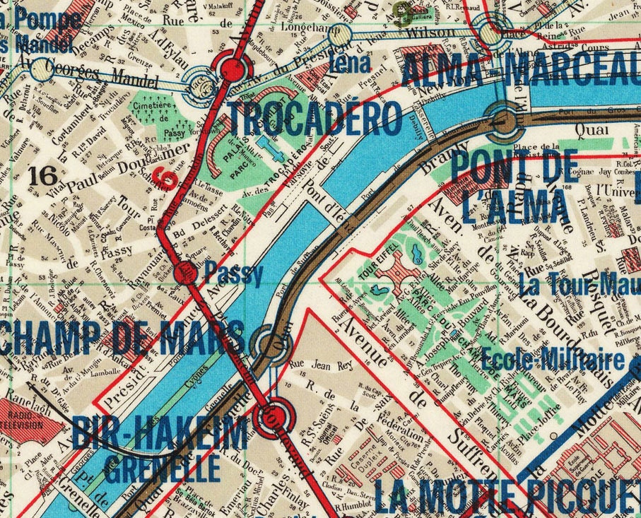 Paris Map Metro Map RER Lines Street Map Print - Etsy