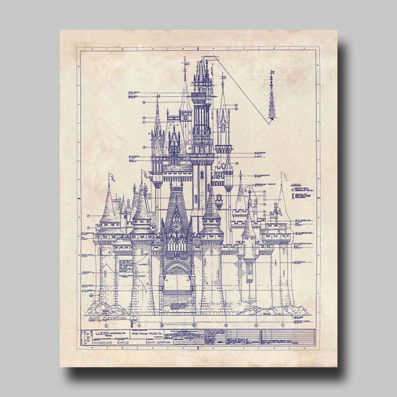 Cinderella Castle Blueprint Poster