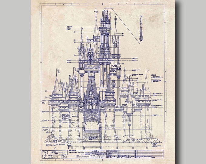 Disney World Castle Blueprint Disney Cinderella Sleeping Beauty ...