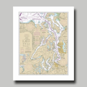 Puget Sound -nautical Map - Washington - Etsy