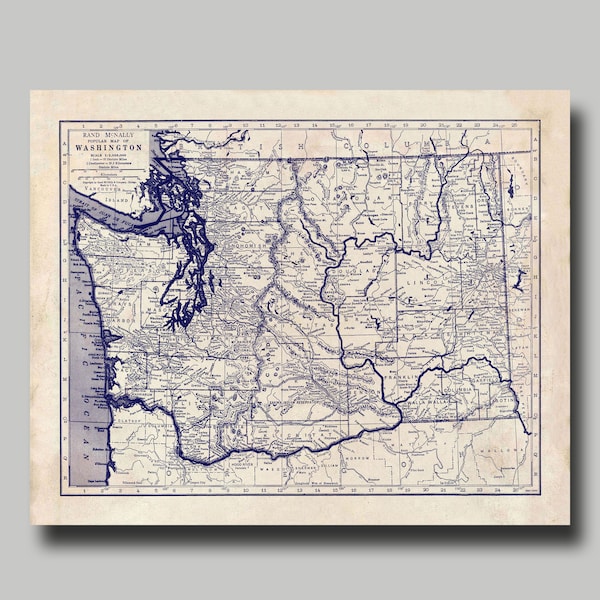 Map of Washington State - Etsy