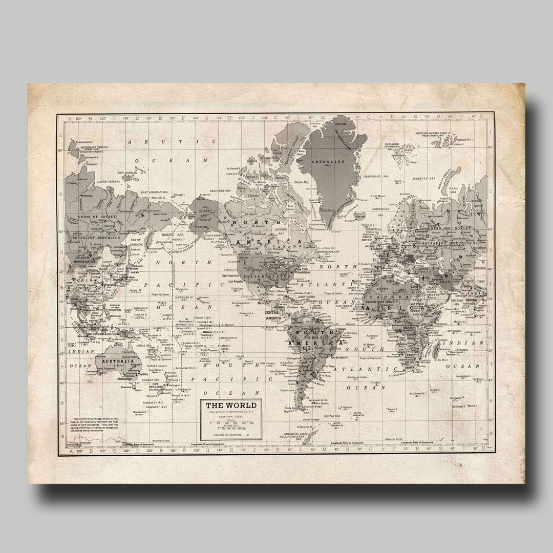 World Map - World Travel - Map - Print - Poster - Etsy