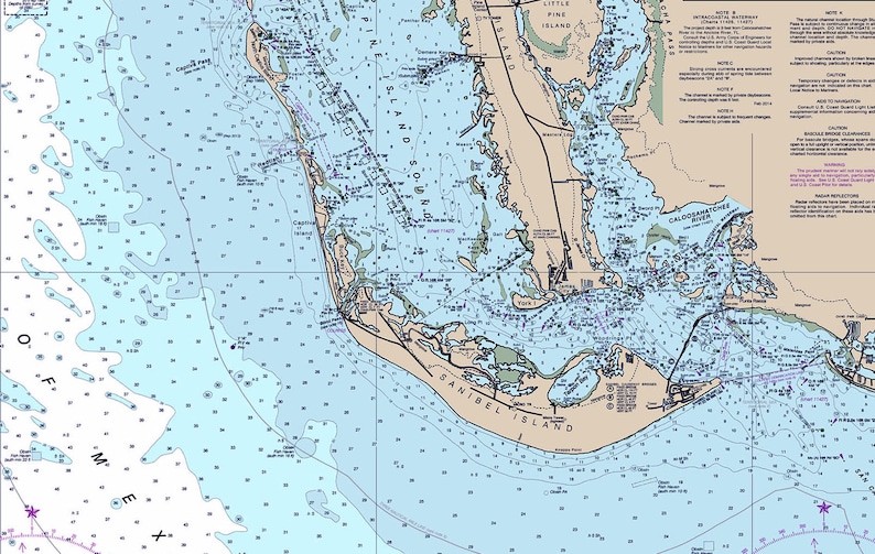 Ft Meyers - Captiva - Sanibel Island - Nautical Map - Nautical Chart - Etsy