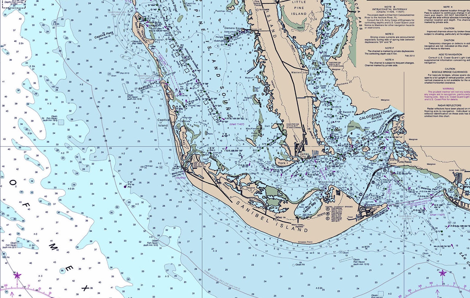 Pine Island Nautical Chart Wholesale Sanibel & Captiva Island Florida