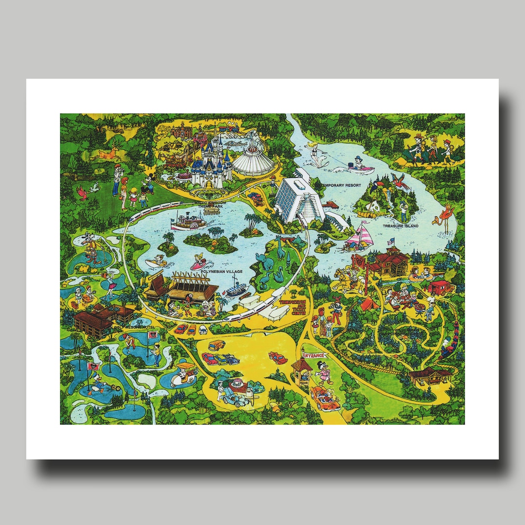 Disney World Map - Vintage - Disney Map - Panoramic Birds Eye View ...