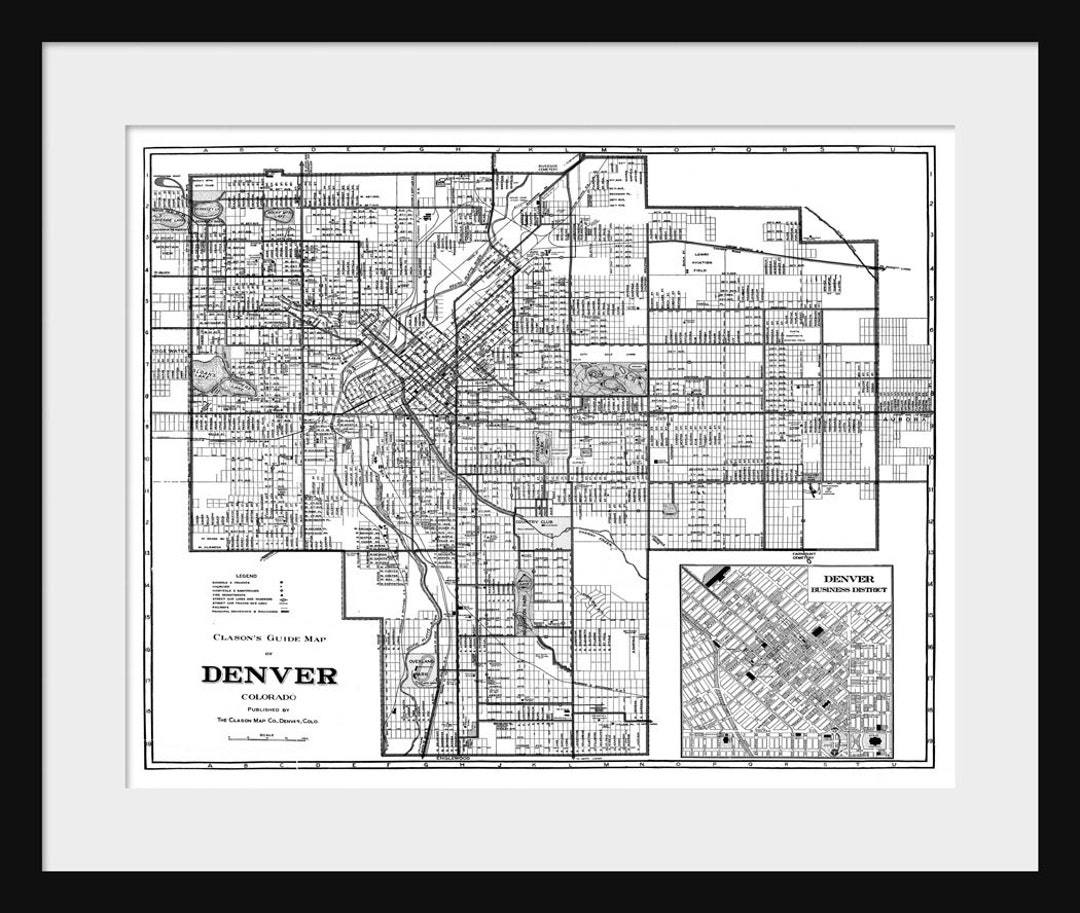 Denver Street Map Vintage - 1922 Street Map - Print Poster - Etsy