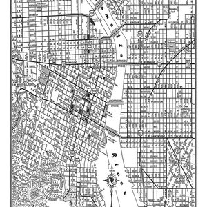 Portland Street Map Vintage Print Poster Black and White - Etsy