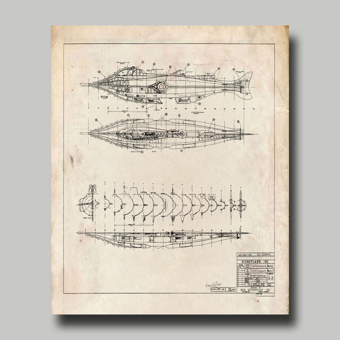 Disneyland Nautilus Submarine Blueprint Disney Disney | Etsy
